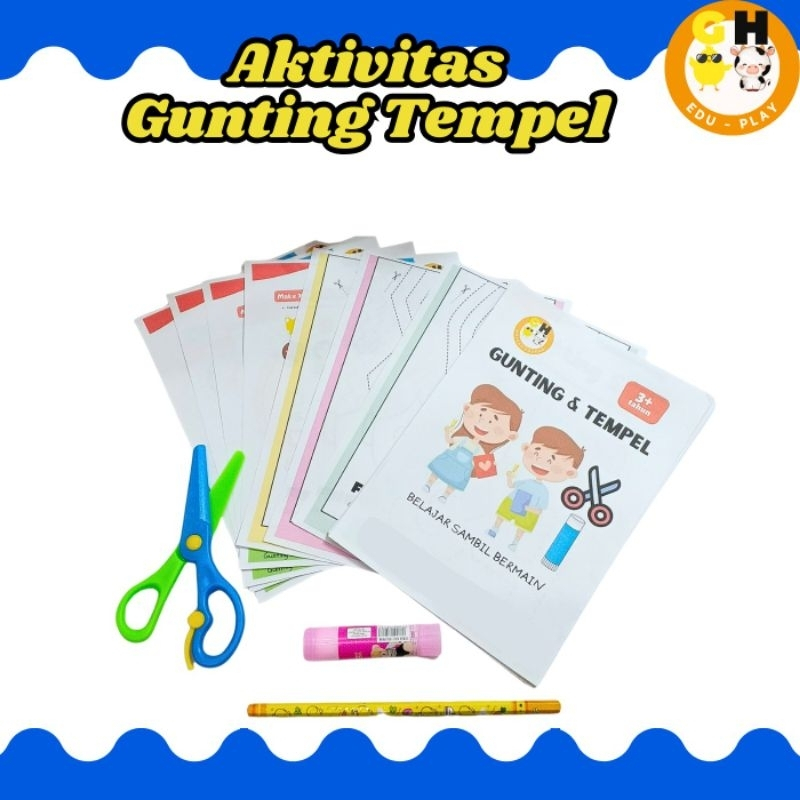 Jual Worksheet Anak Usia 2 3 4 5 6 tahun KB PAUD Gunting Tempel TK ...
