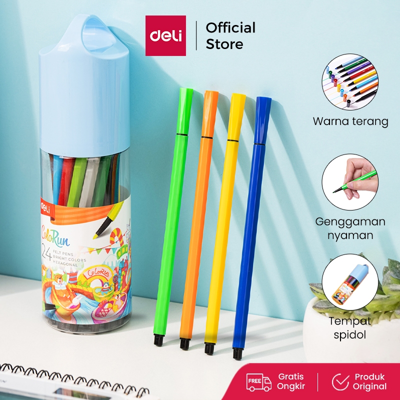 Jual Deli Spidol Warna / Felt Pen Warna Terang Nyaman Digenggam EC156 ...