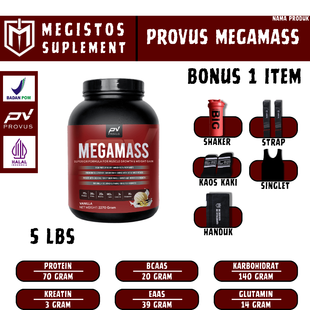 Jual Provus Mega Mass Gainer 5lb Supplement Fitness Bulking Susu ...