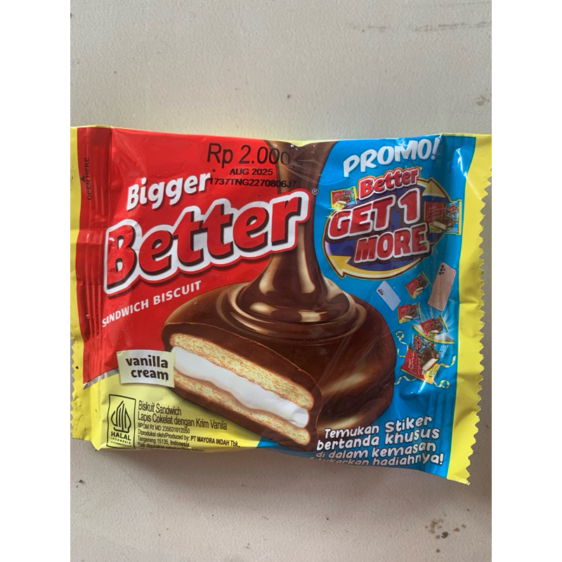Jual BETTER Sandwich Biscuit Cream vanilla Renceng 10 x 27 g | Shopee ...