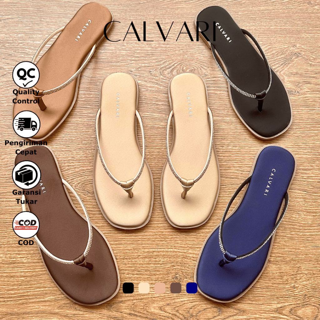 Jual CALVARI - CECIL Sandal Wanita Korea Teplek Casual Kekinian Size 36 ...