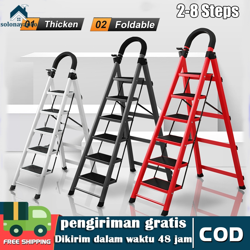 Jual Tangga 4/5/6/7/8 Step Rumah Lipat Tangga Besi Lipat Household Steel Ladder/ Tangga Lipat ...