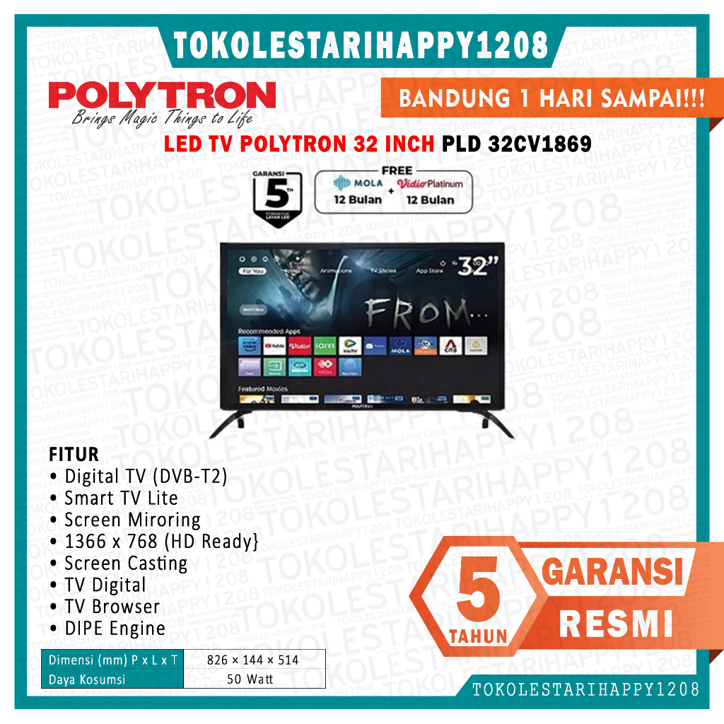 Jual LED TV Polytron Smart Lite Digital TV 32 inch PLD 32CV1869 | Shopee Indonesia