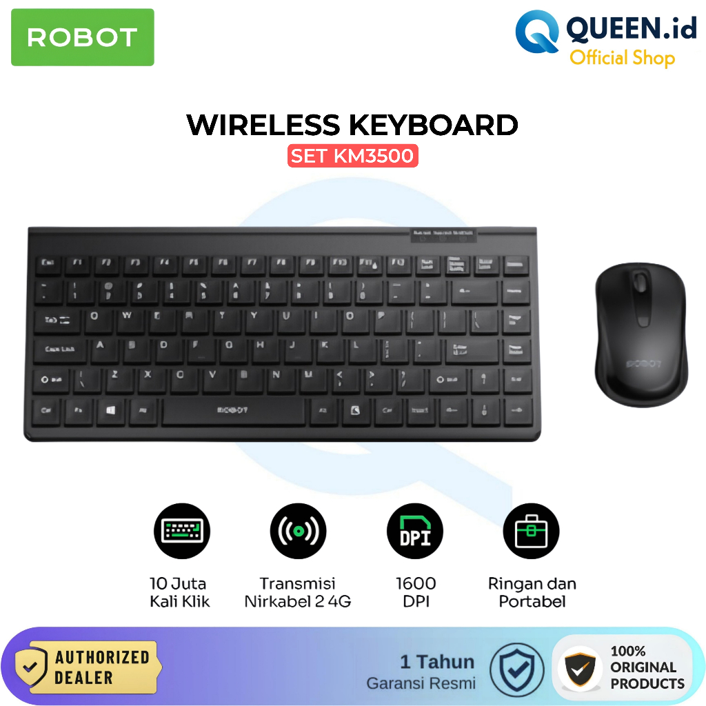 Jual ROBOT KM3500 Wireless Portable Set Keyboard Mouse 2.4Ghz USB ...