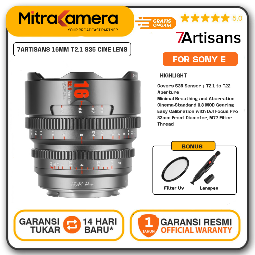 Jual 7artisans 16mm T2.1 Hope S35 Cine Lens (Titanium Gray) | Shopee Indonesia
