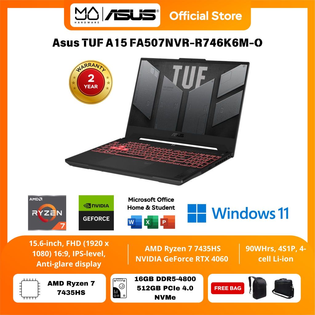 Jual Laptop Asus TUF A15 FA507NVR R746K6M R7 7435HS 16GB/512GB SSD ...