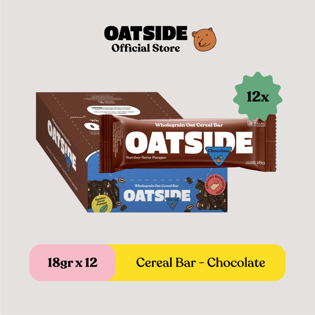 Jual OATSIDE Oat Cereal Bar Chocolate 18gr (12pcs) | Shopee Indonesia