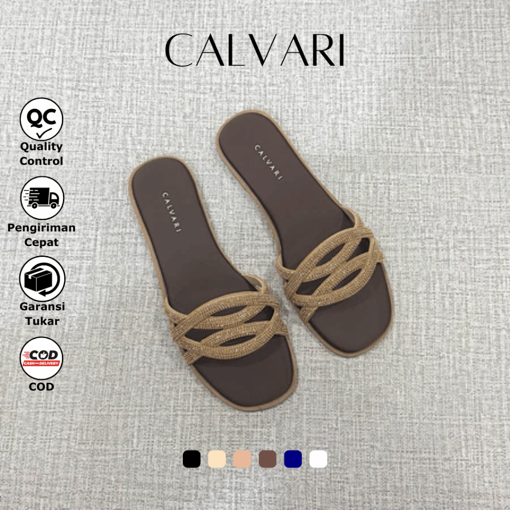 Jual CALVARI - LUCIA Sandal Wanita Korea Teplek Casual Kekinian Size 36 ...