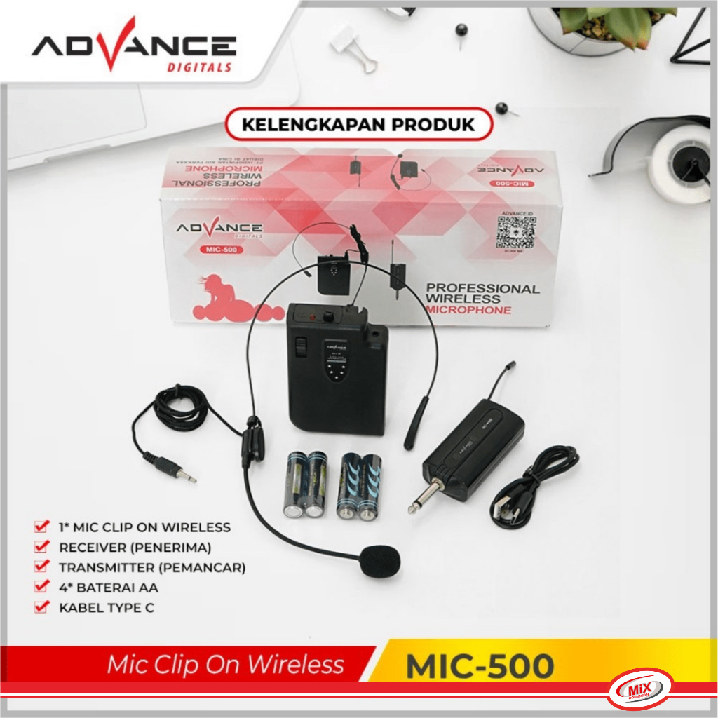 Jual Mic Clip On Advance Mic-500 Mic Bando Wireless / Microphone ...