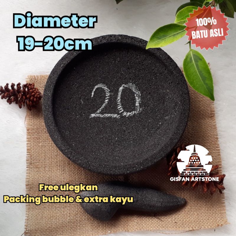 Jual (Packing kayu) Cobek coet layah lemper 19-20cm 100% batu asli ...