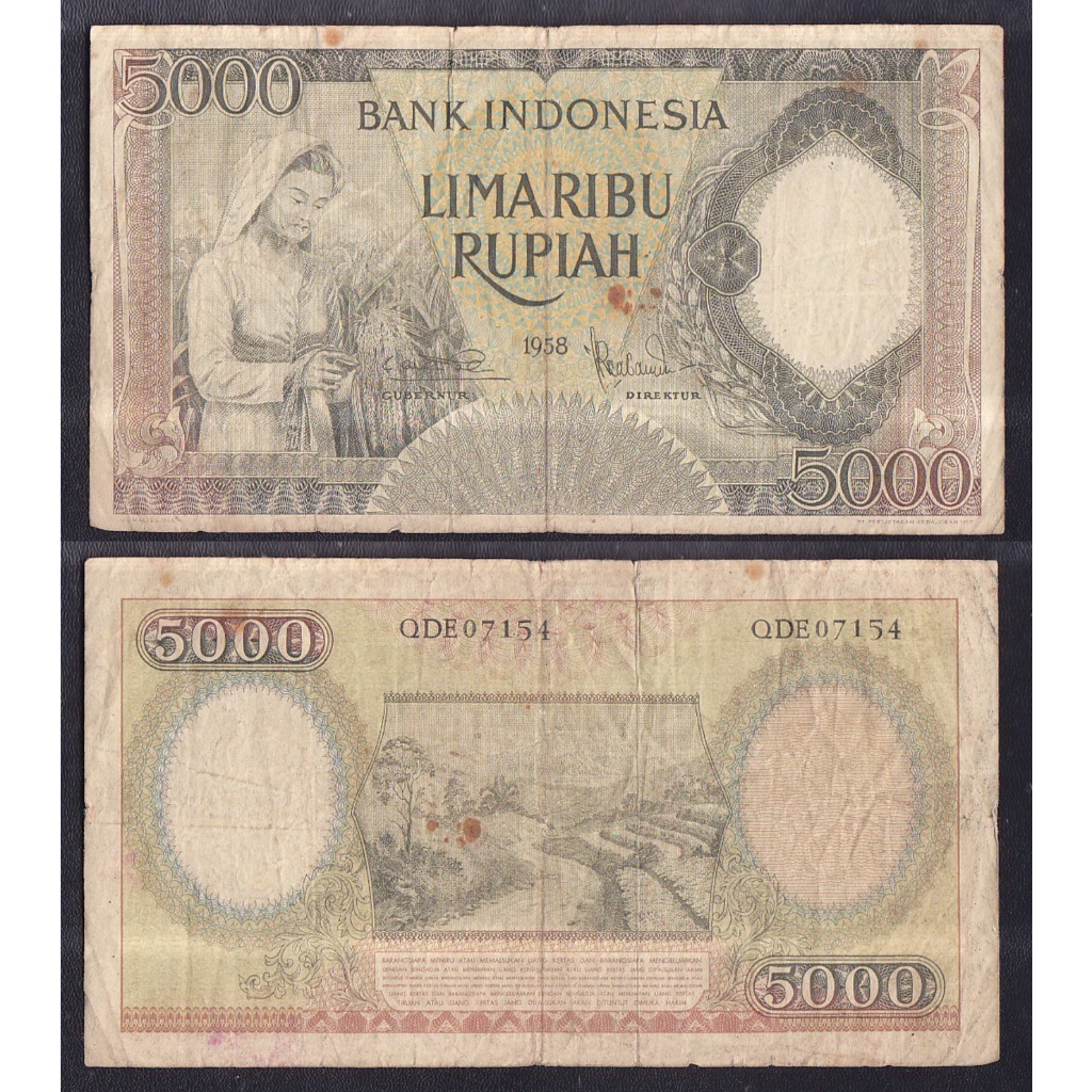Jual Uang kuno 5000 rupiah tahun 1958 #seri Pekerja-1 | Shopee Indonesia