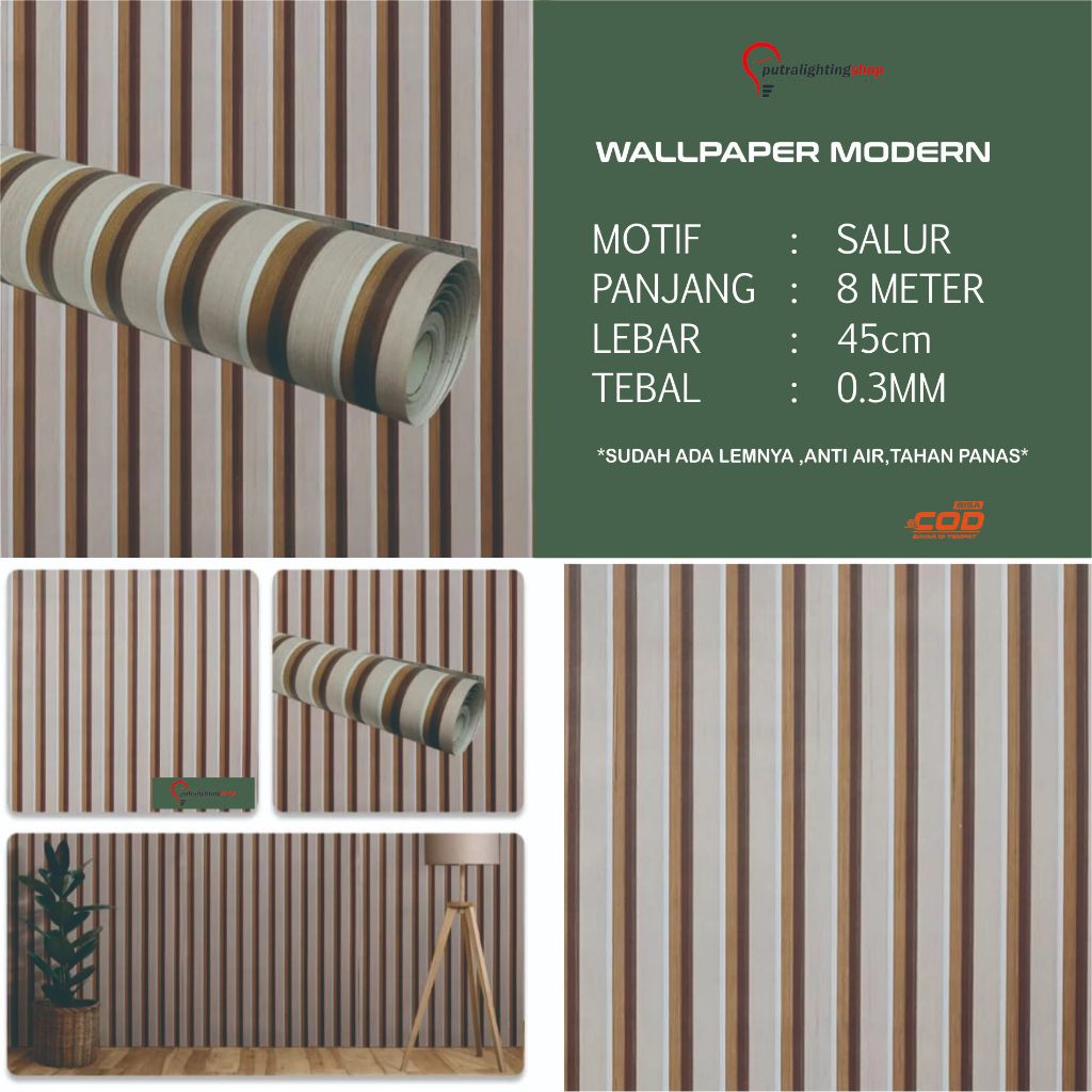 Jual Wallpaper dinding Premium Salur Line Garis 45cm x 10 meter | Shopee Indonesia
