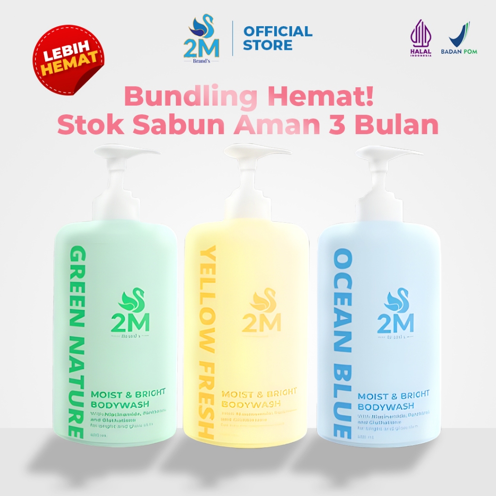 Jual 2M Bundle 3 1440ml Sabun Mandi Cair Body Wash Mencerahkan Kulit Badan Dalam Seminggu ...