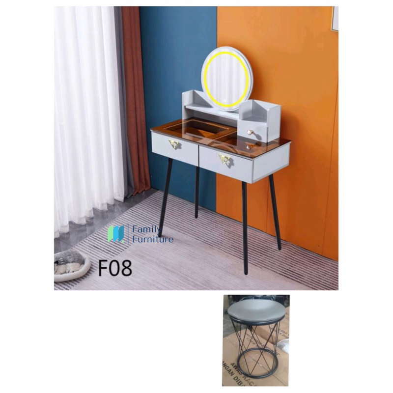 Jual Meja Rias Minimalis Cermin Bulat LED Touchscreen Sensor F08 (U ...