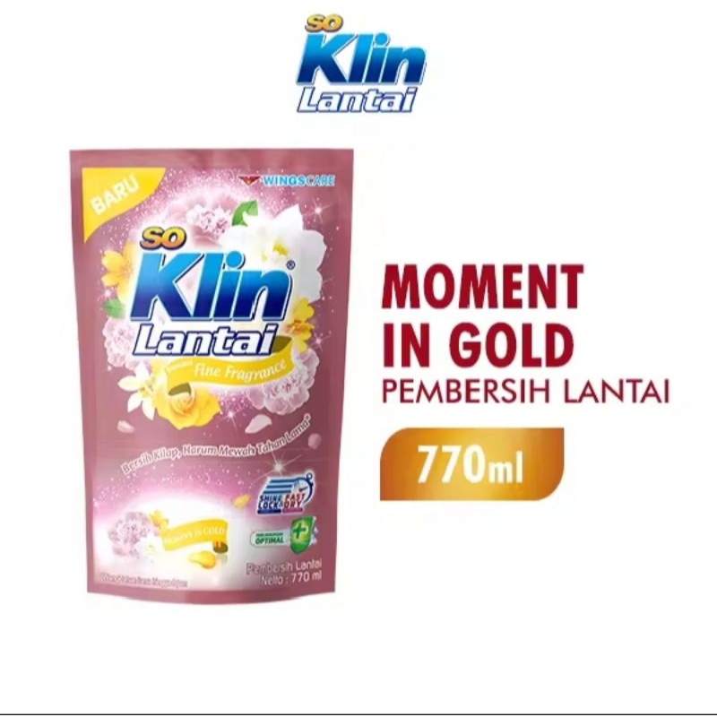 Jual SOKLIN Pembersih Lantai Sensasi Fine Fragrance Moment in Gold Pouch 770ml | Shopee Indonesia