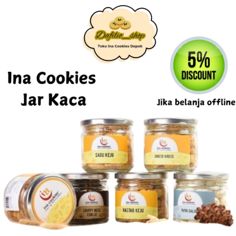 Jual Ina Cookies Jar Kaca Kue Kering Varian Manis Asin Coklat Cokelat ...