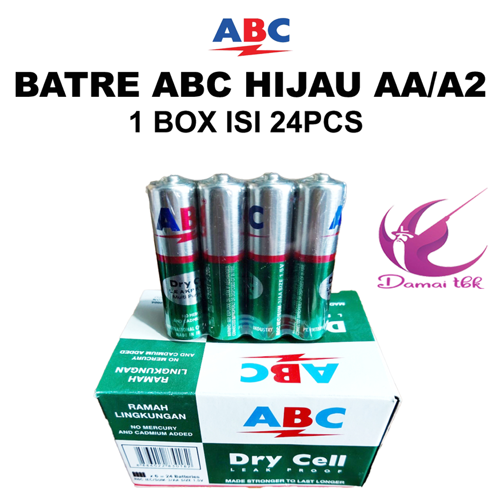 Jual Baterai ABC hijau AA/A2/r06 | Batre ABC AA hijau (1 pak isi 24 pcs ...