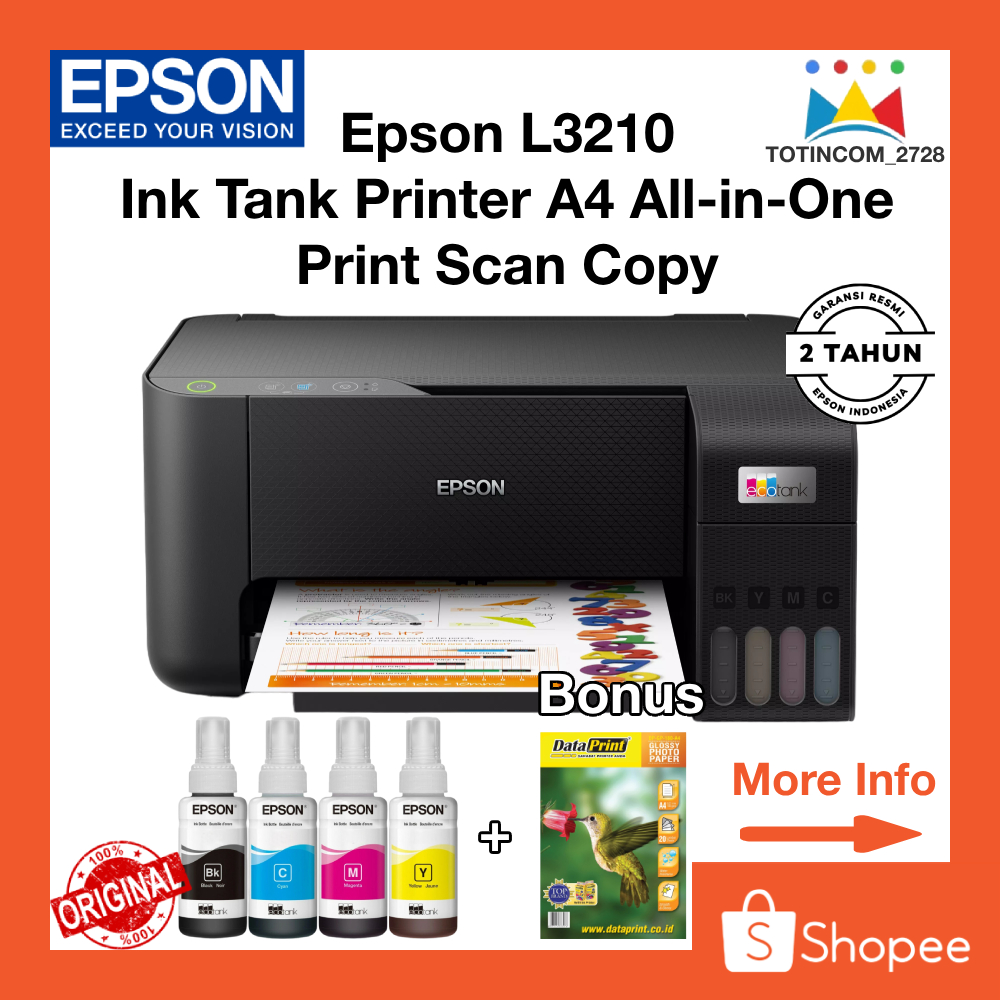Jual Epson L3211 Printer F4 dengan Scanner A4 bisa Fotokopi Tinta 4 ...