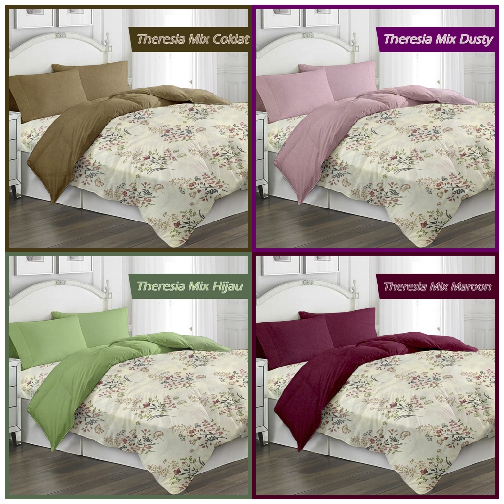Jual BED COVER SET | MOTIF BUNGA | THERESIA MIX WARNA | 1 SET LENGKAP ...