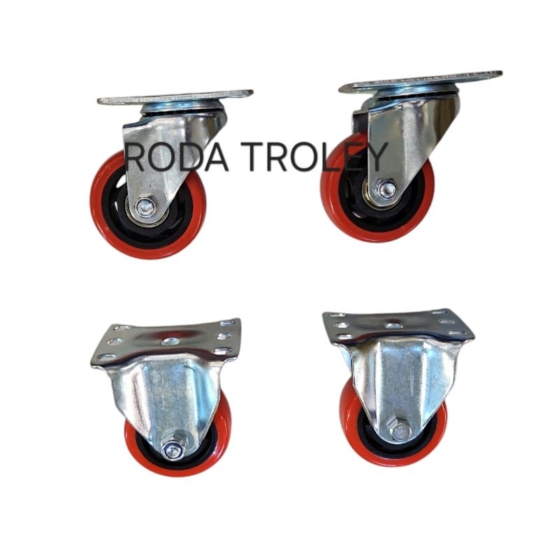 Jual Roda pu merah 3 inch hidup/mati | Shopee Indonesia