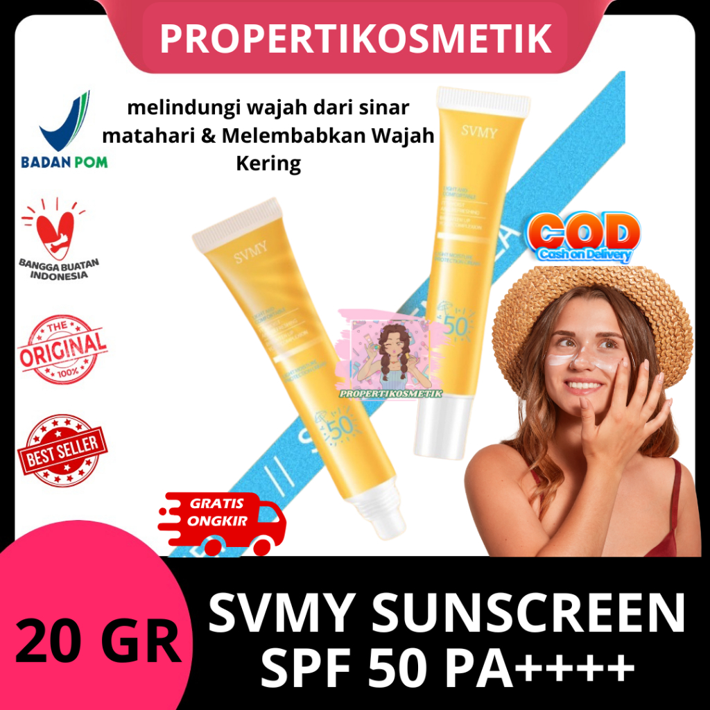 Jual Svmy Sunscreen SPF50 PA+++ Mencerahkan Wajah Melindungi Wajah Dari ...