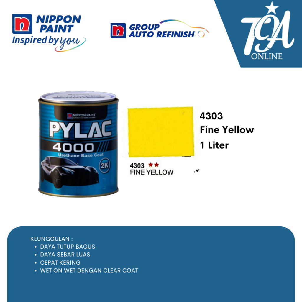 Jual NIPPON PAINT AUTO REFINISH Pylac 4000 PU Basecoat 4303 Fine Yellow | Shopee Indonesia