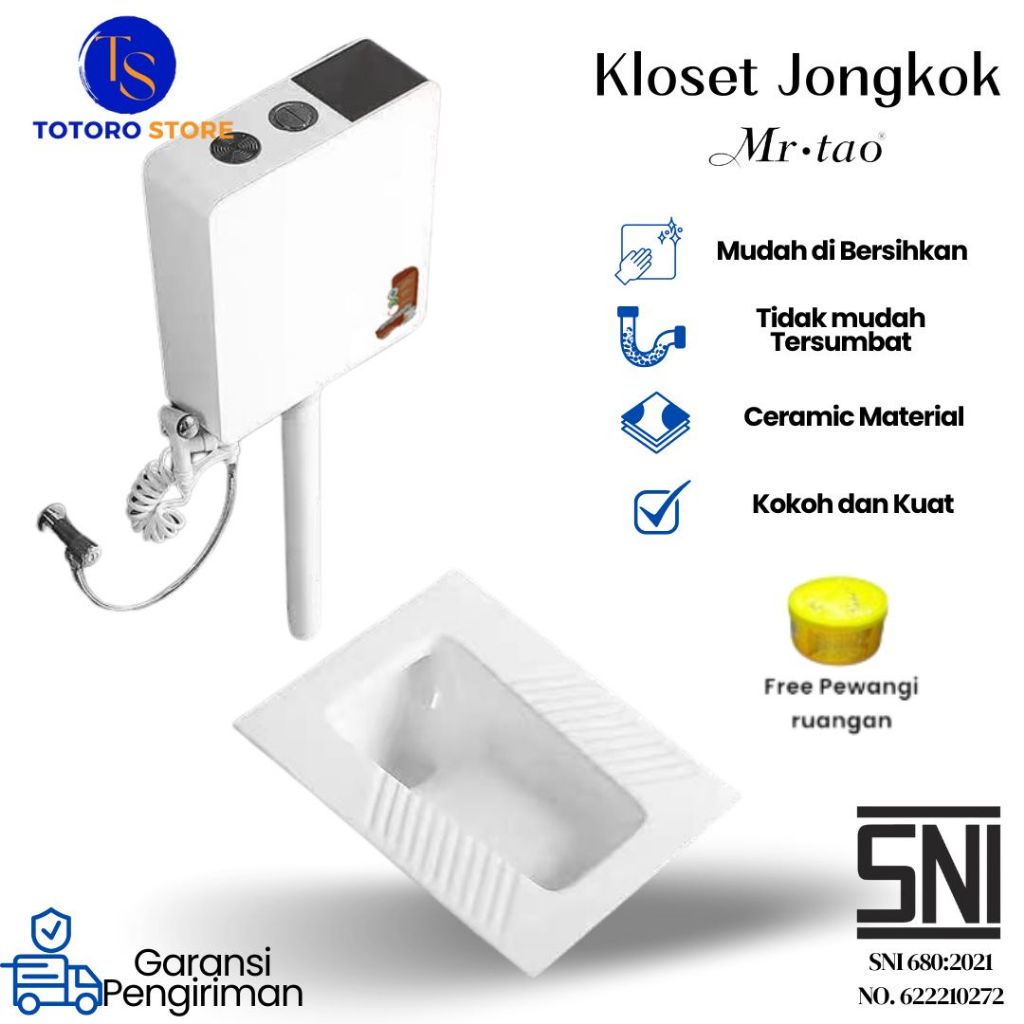 Jual [TOTORO STORE] Kloset Jongkok Keramik 1 Set Watertank Flush Hemat Air Merk Mr. Tao, Wc ...
