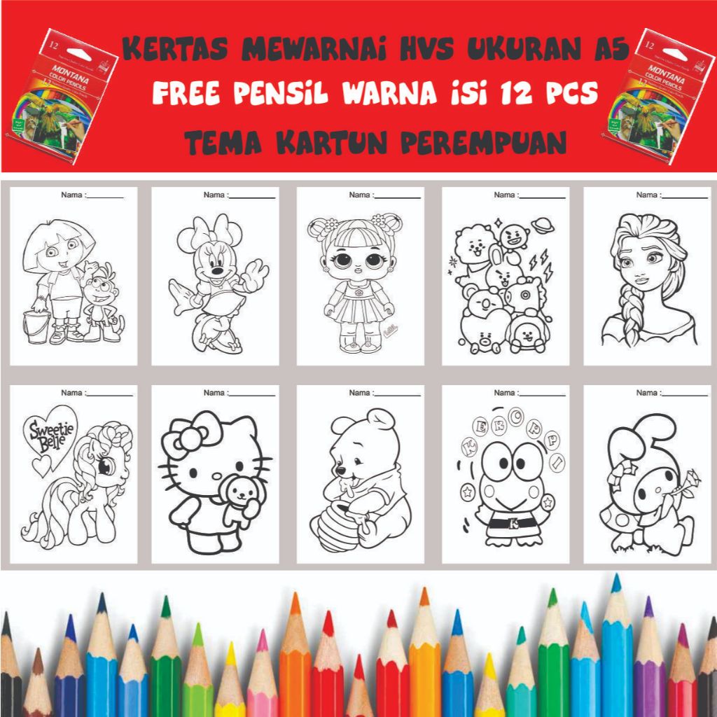 Jual Gambar Mewarnai kertas hvs ukuran A5 / sketsa / edukasi anak ...