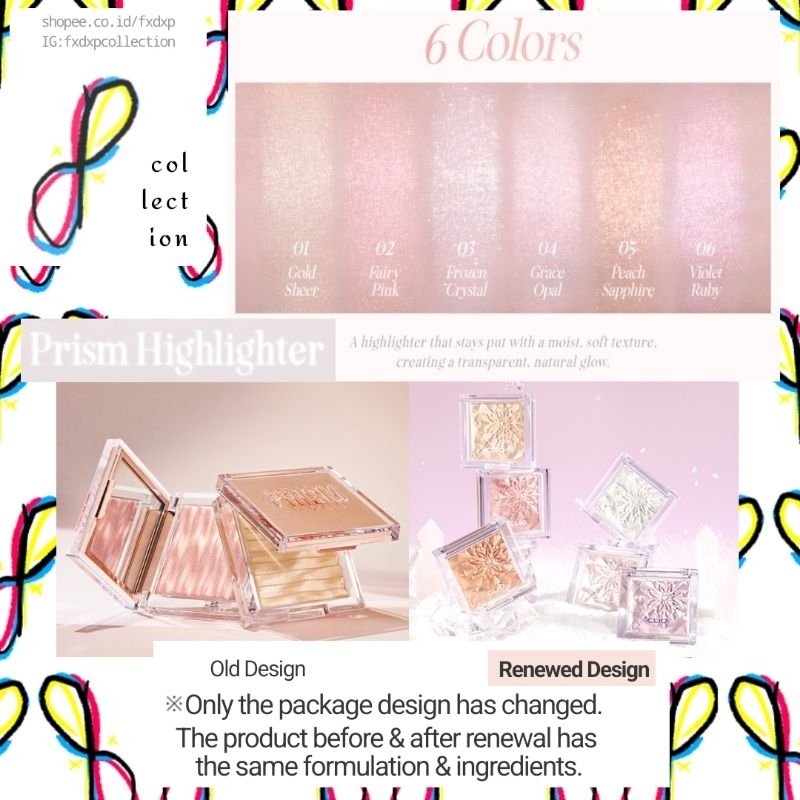 Jual CLIO Prism Highlighter ( 6 Color ) Old 23 AD 7g / Renewal 25 AD 8g ...