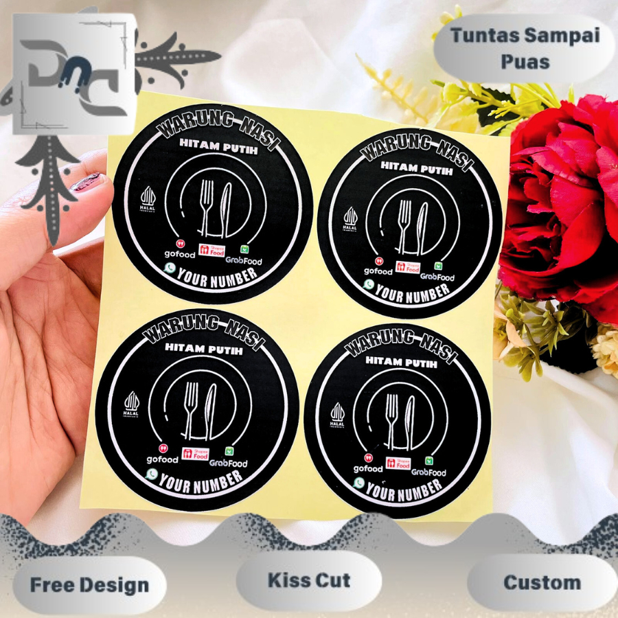 Jual 5-8 Ready Cetak Sticker Murah Dnd Label Ruman Makan Free Desain Logo Warung Nasi Restoran ...