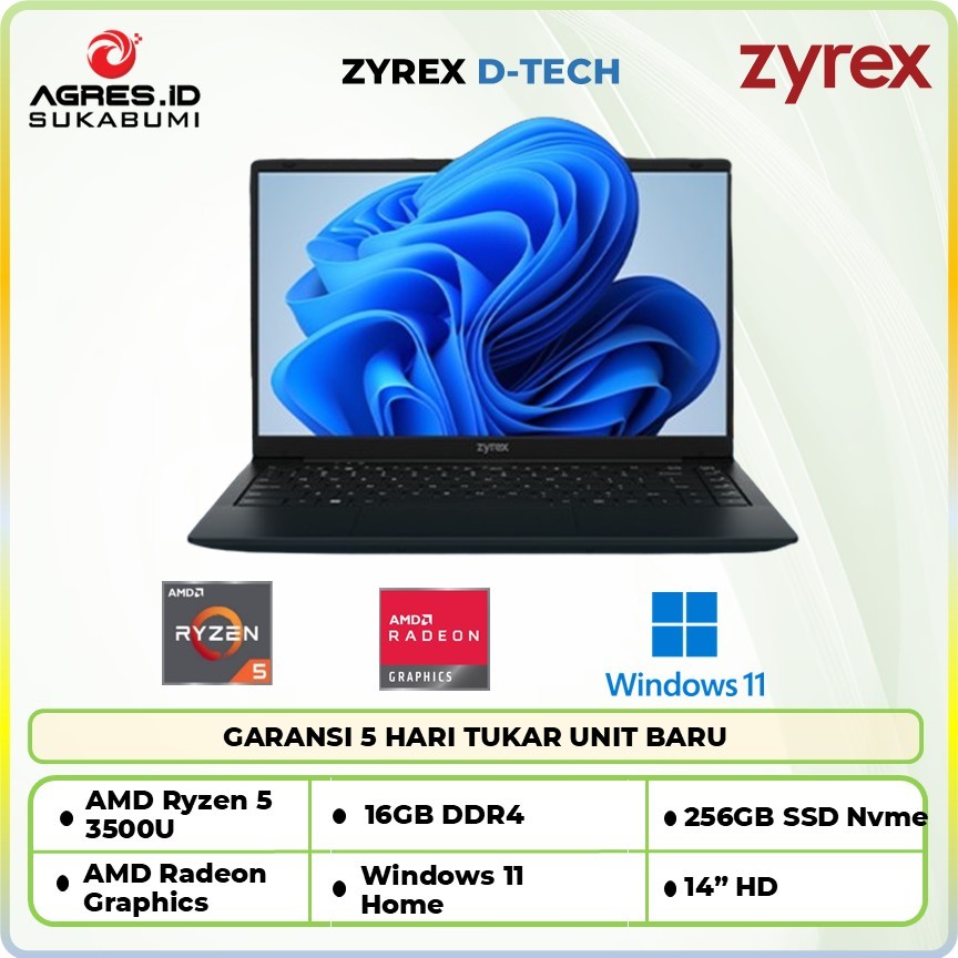 Jual Laptop Zyrex D-Tech AMD Ryzen 5 3500U 16GB 512GB SSD Win 11 Home Original | Shopee Indonesia