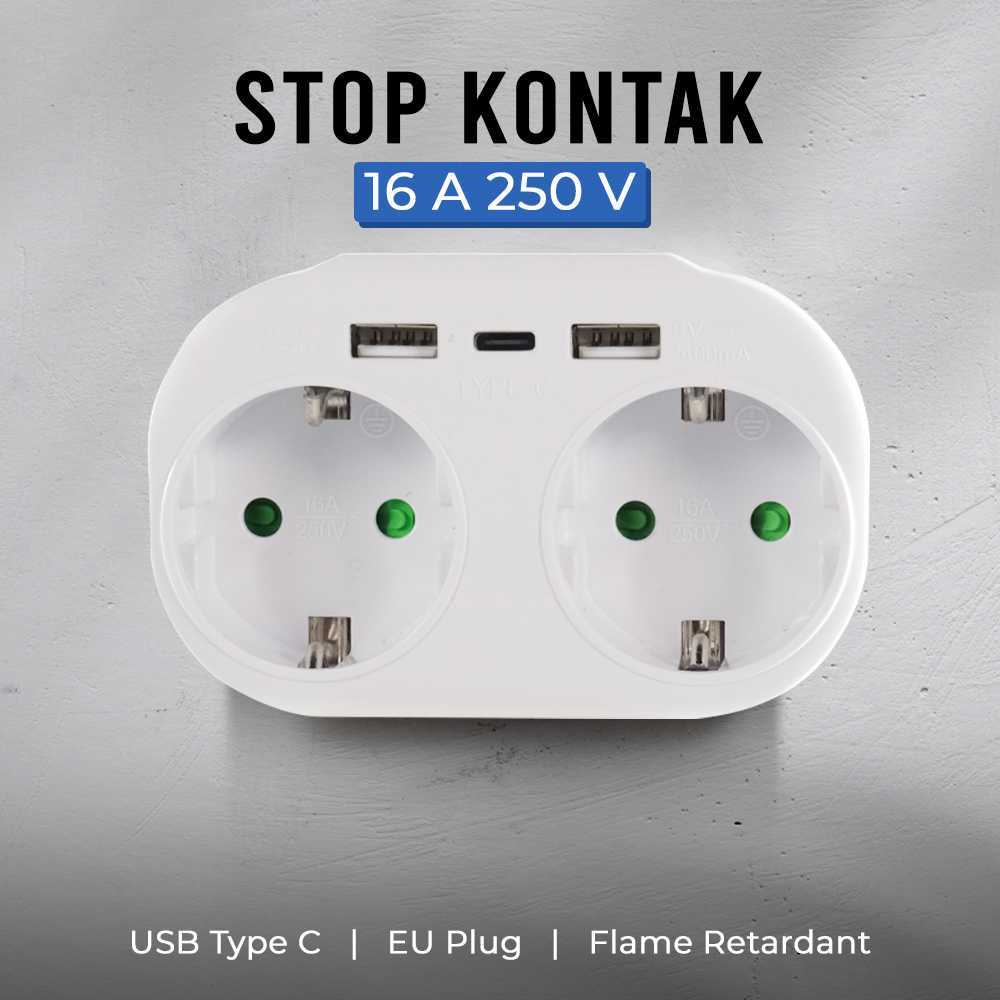 Jual Stop Kontak Colokan USB Type C EU Plug | Shopee Indonesia