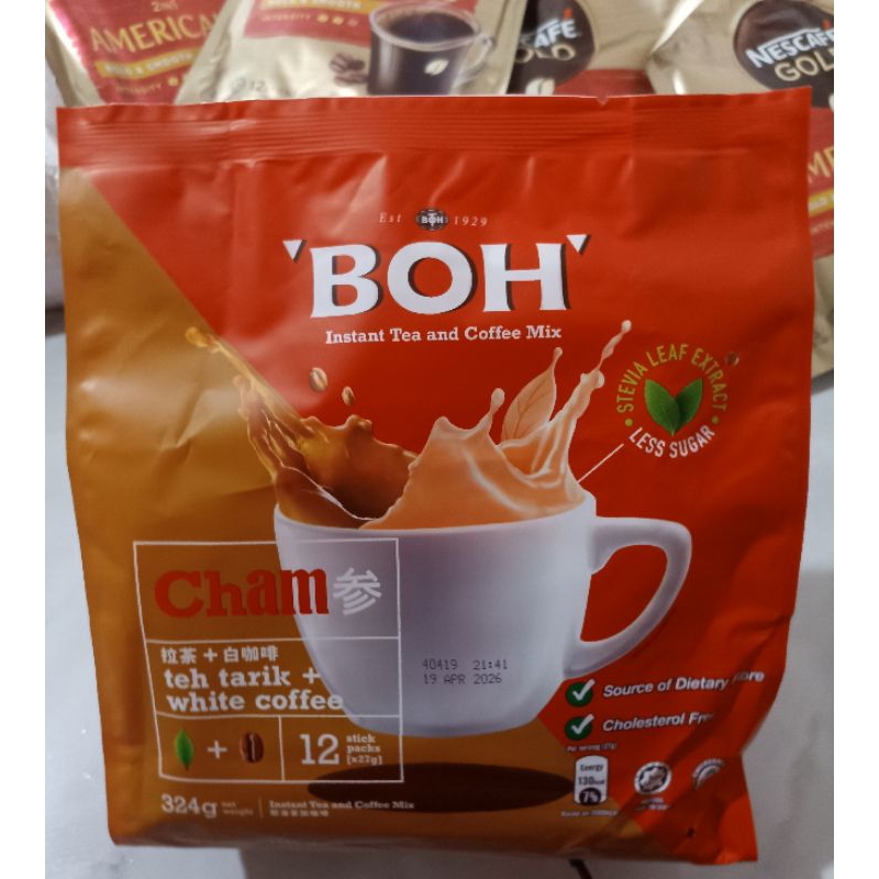Jual BOH Cham Teh Tarik + White Coffee Less Sugar Original Malaysia (12 ...