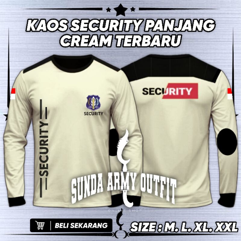 Jual Kaos Security Lengan Panjang Warna Krem Cream Terbaru 2025 Kaos ...