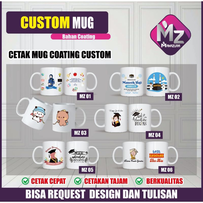 Jual cetak mug custom tanpa minimal order/custom nama/logo/foto ...