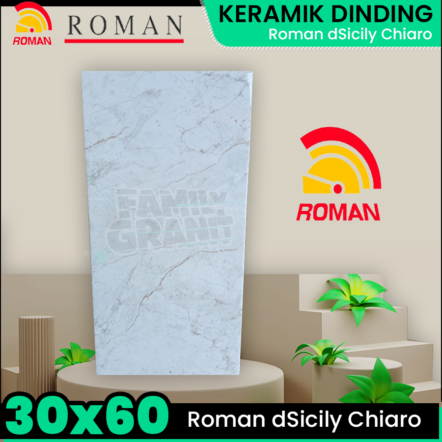 Jual Keramik Dinding 30x60 Roman dSicily Chiaro Motif Marmer Cream ...