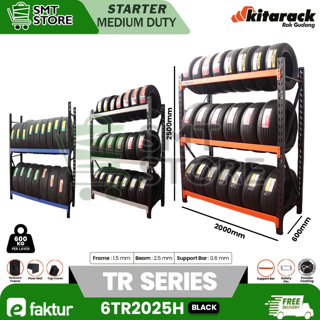 Jual KITARACK Rak Gudang Tire Rack 6TR2025 Hitam Rak Ban Motor Ban ...