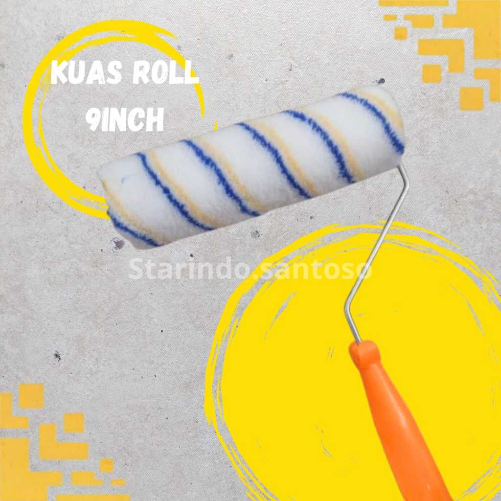 Jual Kuas Roll 9" inch set tangkai cairan cat tembok dinding ukuran 9 ...