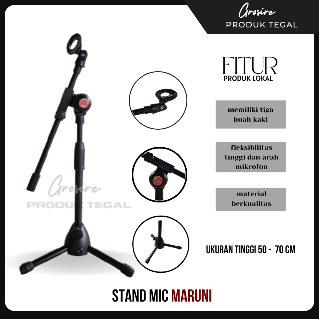 Jual Stand Mic Maruni Pendek Free Holder Mic mounting bulat | Shopee ...