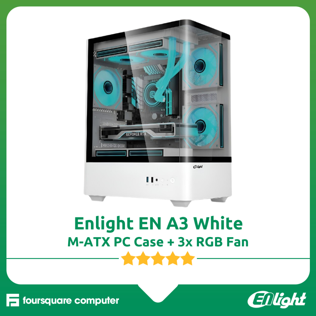 Jual Enlight EN A3 White + 3x RGB Fan M-ATX CPU Case Gaming Casing ...