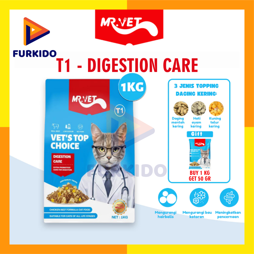 Jual MrVet / Mr Vet T1 Digestion Care All Life Stages Cat Holistic 1 Kg ...
