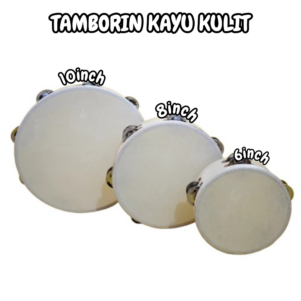 Jual BEST SELLER!! TAMBORIN / KECREKAN TAMBORIN KAYU KULIT 6inch/8inch ...