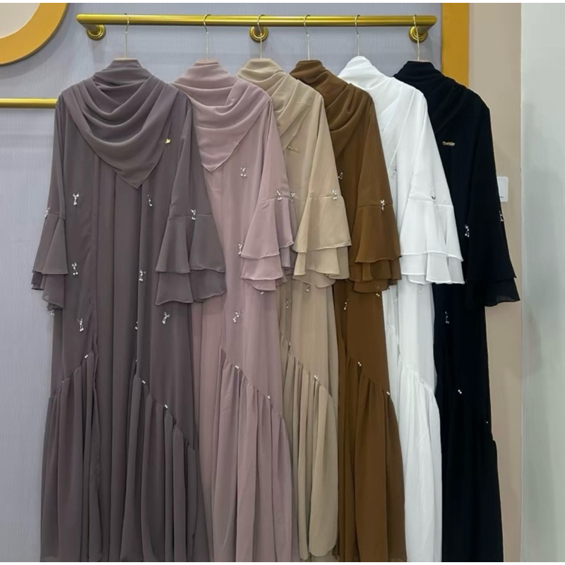 Jual DFM - Zaina Abaya Set Hijab Segiempat Gamis Abaya Wanita Terbaru Bahan Ceruty Armany Baby ...