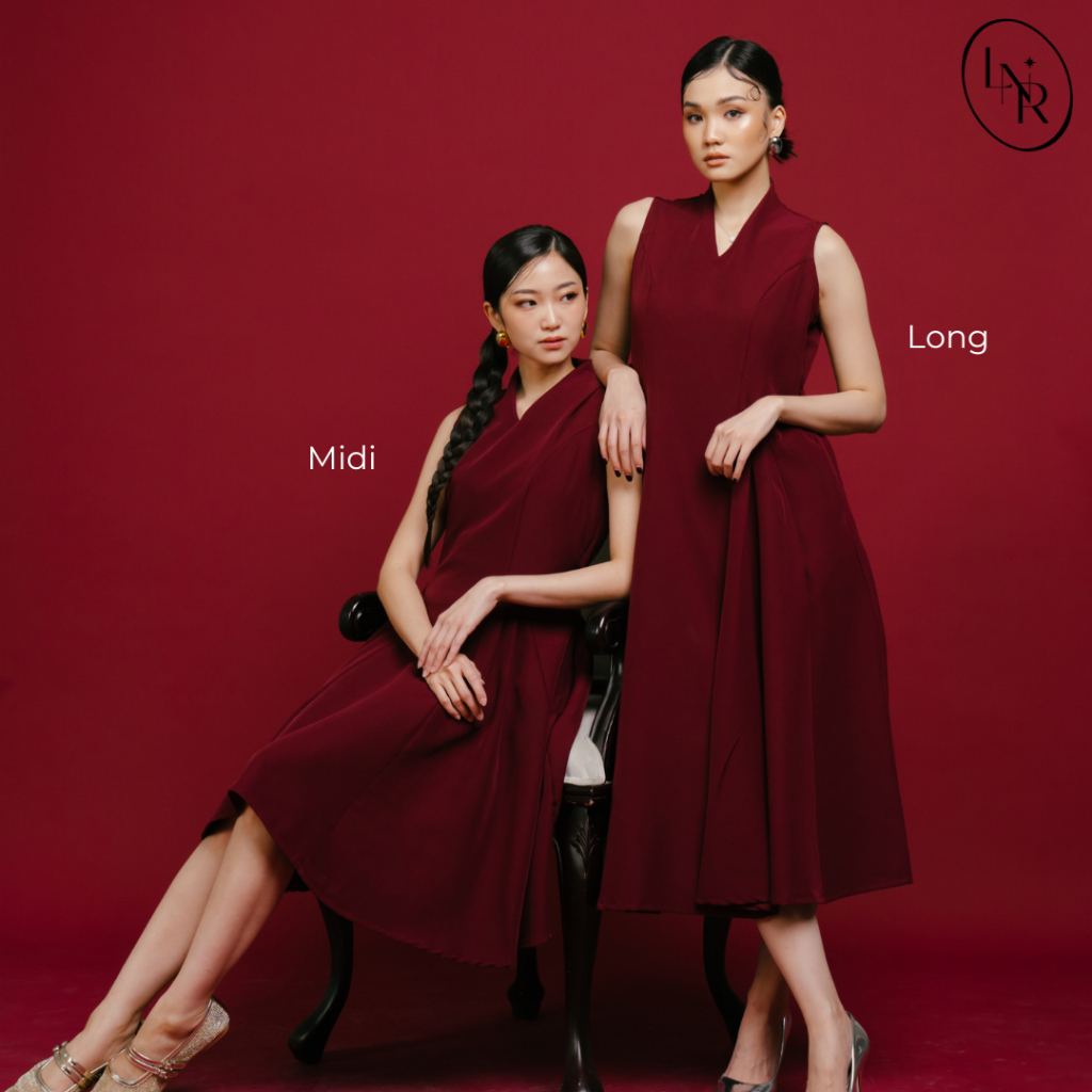 Jual Lin Dress Long Panjang Terusan Midi Pendek Baju Wanita Bahan Premium Fine Twill | Shopee ...