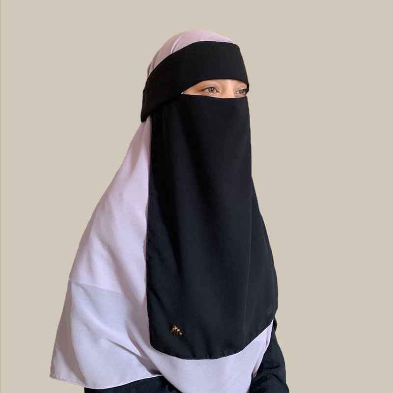 Jual Maslaha Niqab l Niqab Bandana Poni Hitam Siffon Silk Arab Premium l Cadar Bandana Poni ...