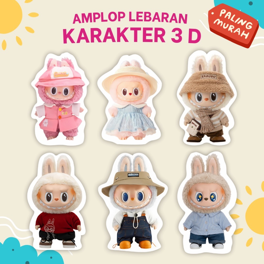 Jual 5 pcs Amplop 3d Karakter Labubu Lebaran 2025 Angpau Natal Imlek ...