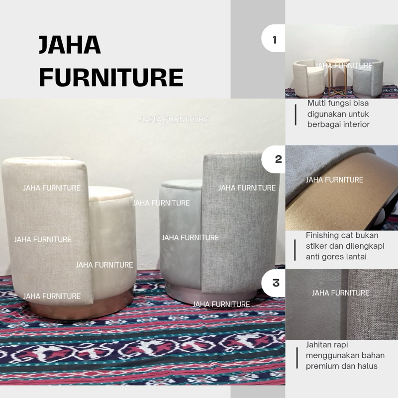 Jual SOFA STOOL SANDARAN LENGKUNG RENDAH // SOFA MINIMALIS // JAHA ...