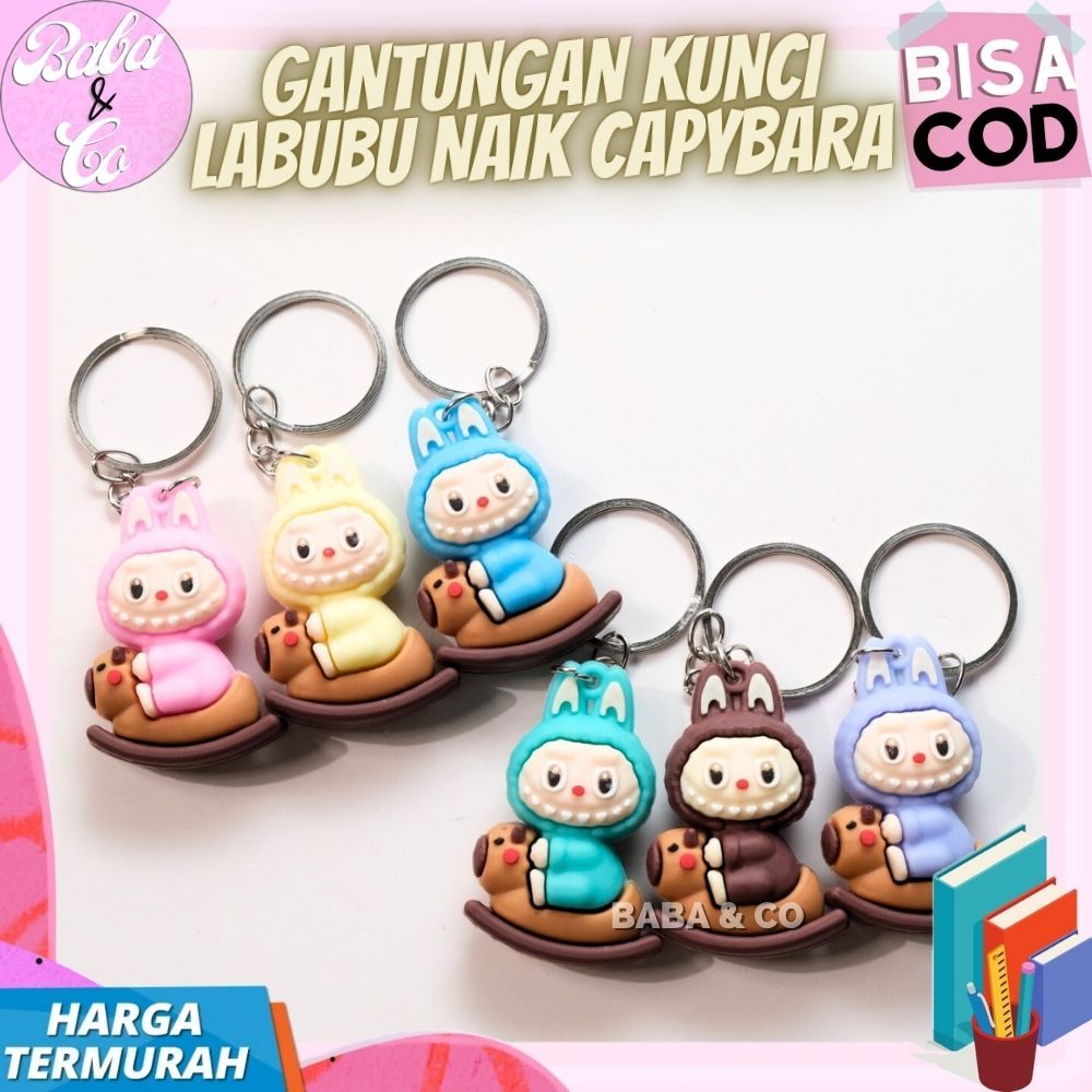 Jual GANTUNGAN KUNCI LABUBU CAPYBARA KEYCHAIN LABUBU NAIK CAPYBARA IMUT ...
