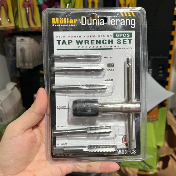 Jual Hand Tap Set 6 pcs Mollar Gagang M6 M7 x1.0 M8 x1.25 M10 x1.5 M12x ...