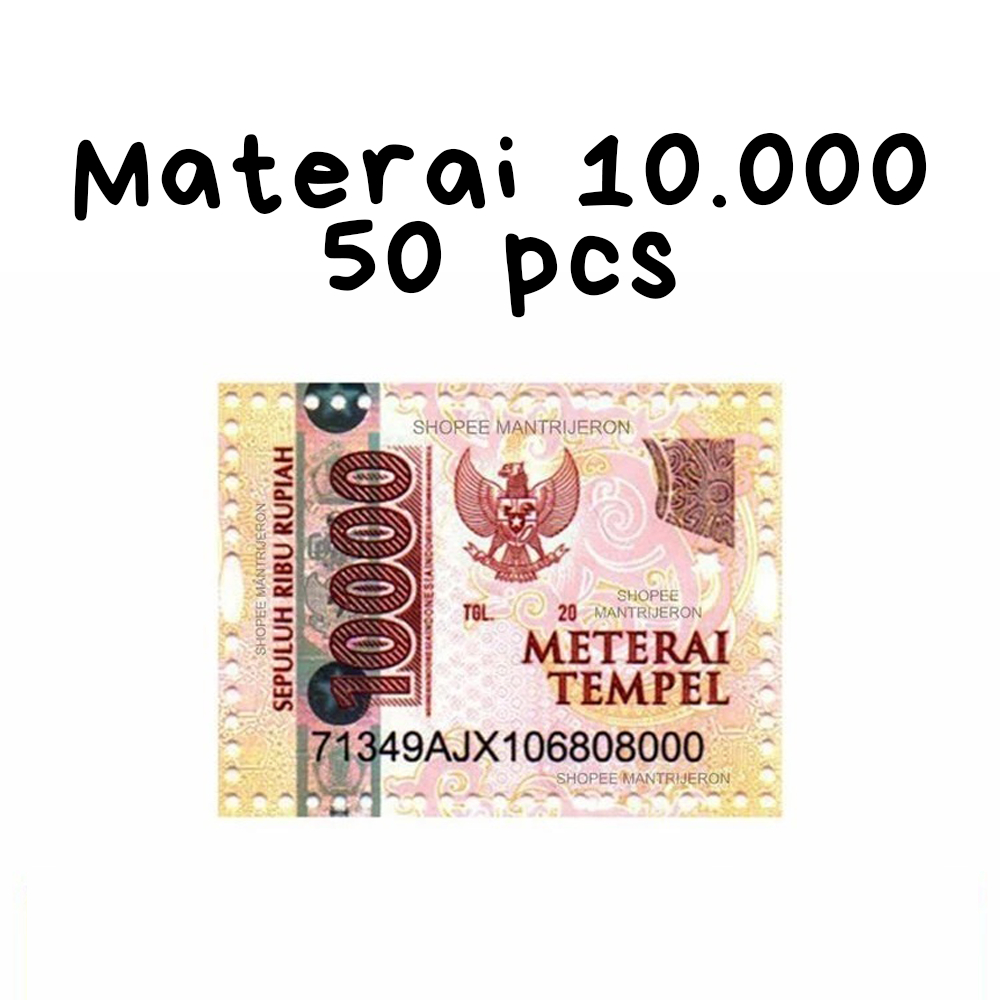 Jual MATERAI 10.000 ORI 50 PCS (1 LEMBAR) | Shopee Indonesia